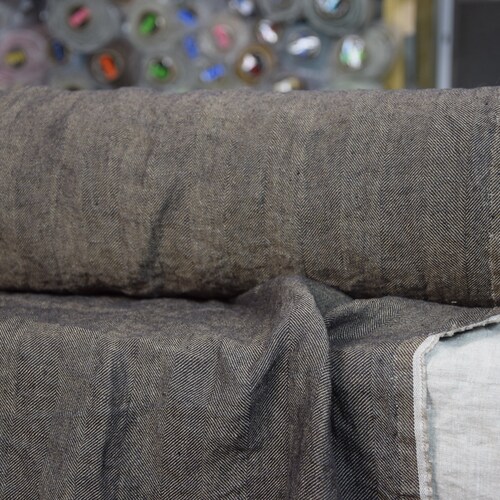 Pure 100% Linen Fabric Digna Purple 210gsm. Herringbone Woven | Etsy