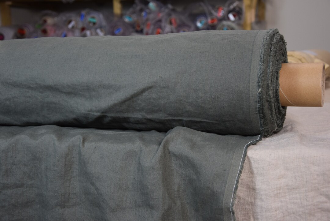 IN STOCK. Pure 100% Linen Fabric Astra Hunter Gray 170gsm. Muted ...