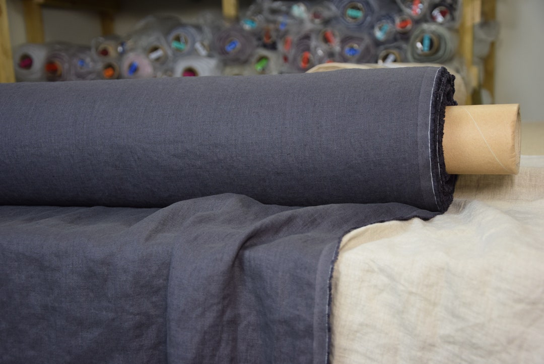 IN STOCK. Pure 100% Linen Fabric Gloria Truffle Gray 200gsm 6oz/yd2 ...