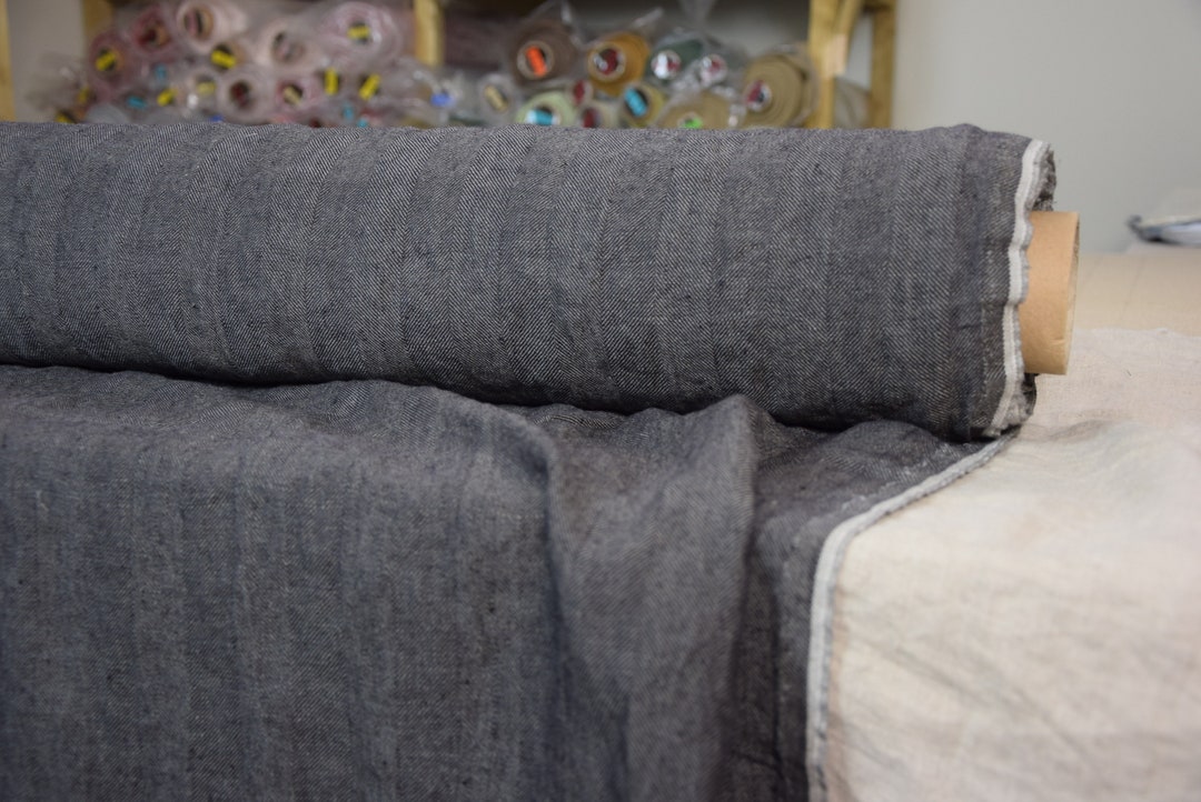 IN STOCK. 100% Linen Fabric Optima Gray Soil 240gsm. Quite Heavy ...