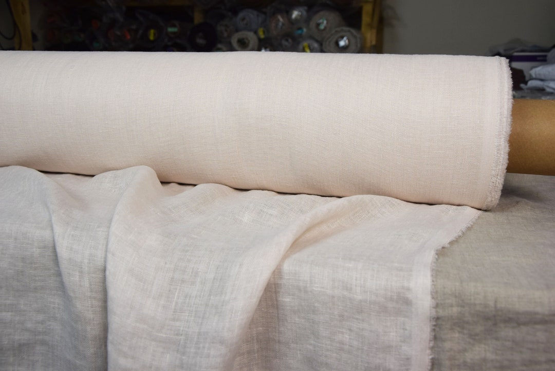 IN STOCK. Very Thin 95gsm Semi-sheer Pure Linen Fabric Serena Ivory ...