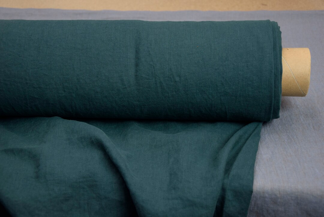 Pure 100% Linen Fabric Augusta Bistro Green 170gr/m2 5 Oz/yd2. Pantone ...