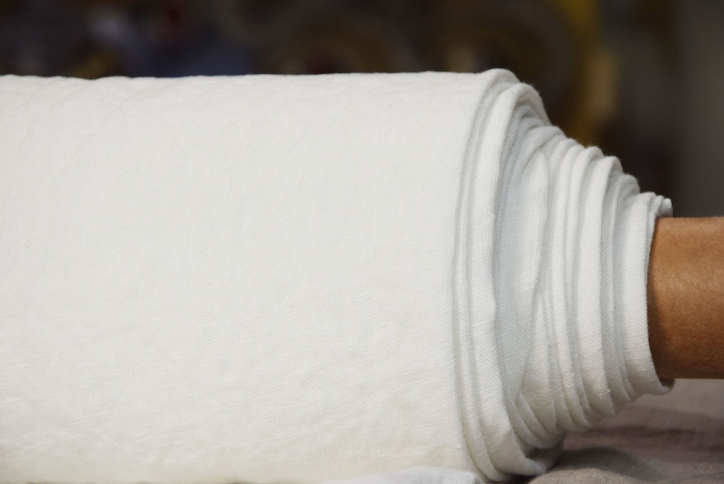100% Pure Linen Fabric "gloria" Off-white Color. Middle Weight 200gsm ...