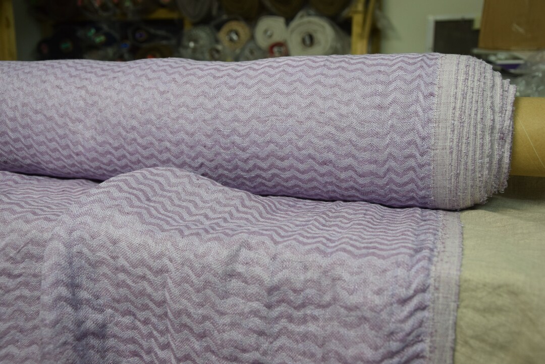 Pure 100% Linen Fabric Delta Foggy Violet Chevron 140gsm 4.15oz/yd2 ...