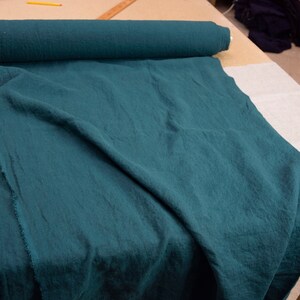 IN STOCK. Pure 100% Linen Fabric Margarita Deep Teal 200gsm5.90oz/yd2 ...