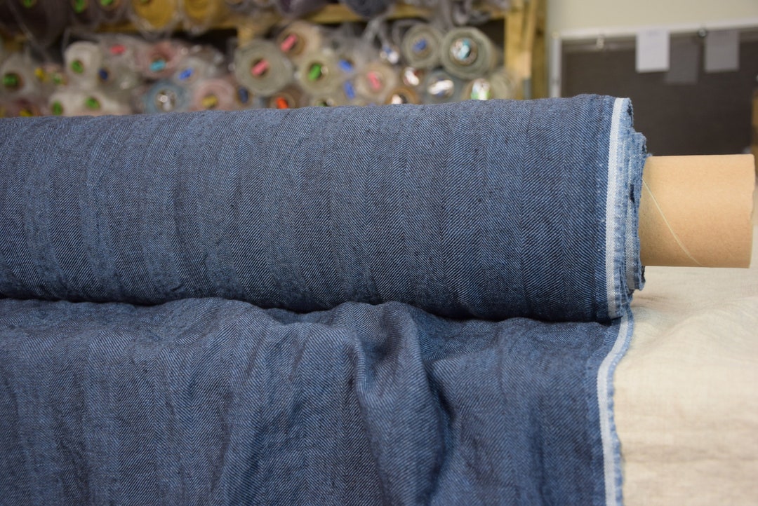 IN STOCK. 100% Linen Fabric Optima Insignia Blue 240gsm. Quite Heavy ...