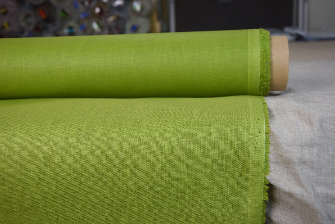 IN STOCK. 100% Linen Fabric Nata Water-pro Parrot Green 280gsm ...