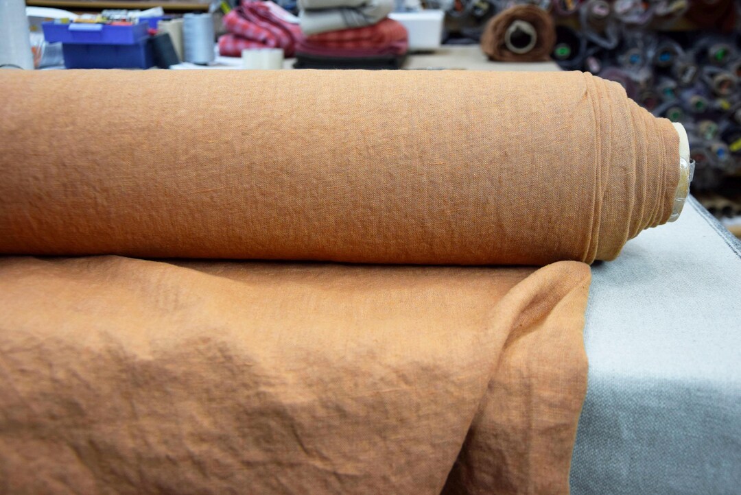 Pure 100% Linen Fabric Gloria Mocha Mousse 200gr/m2 (6oz/yd2). Pantone ...