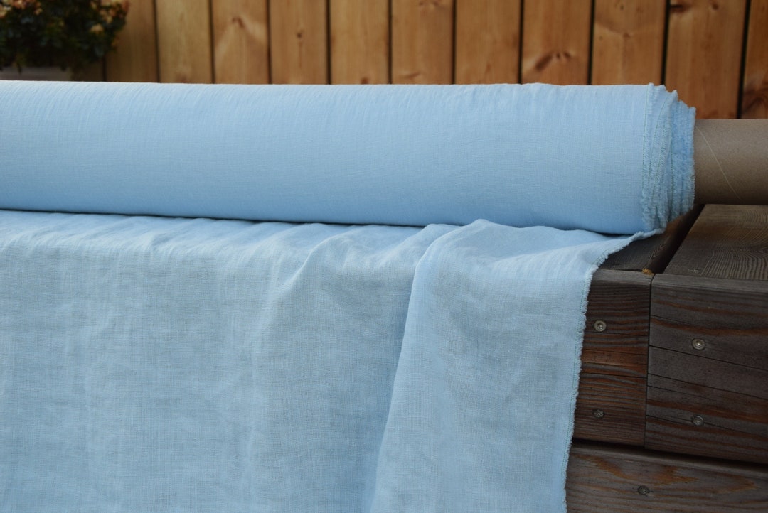 Pure 100% Linen Fabric "gloria Azure Blue" 200gsm (5.90 Oz/yd2). A Deep ...