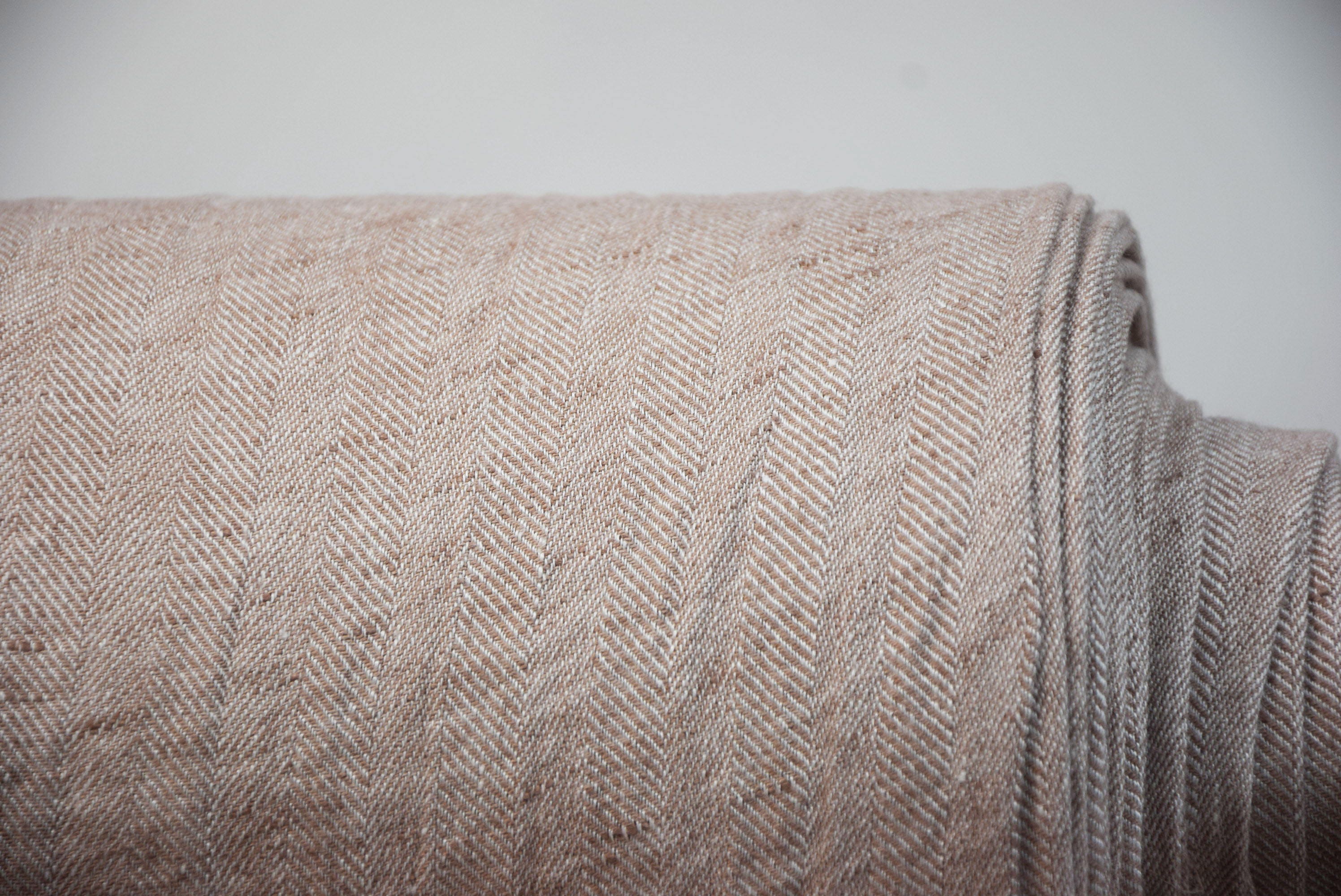 Linen fabric. Pure linen. 100% linen 210gsm. Herringbone tweed: mix of ...