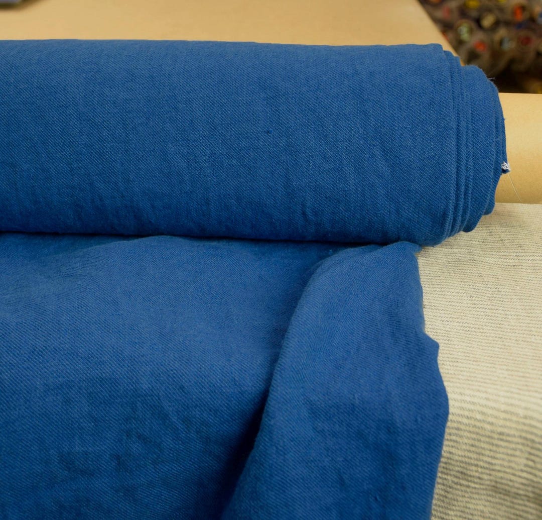 Linen Fabric - "imra Cobalt Blue Twill", 230gsm (6.8oz), 100% Pure ...