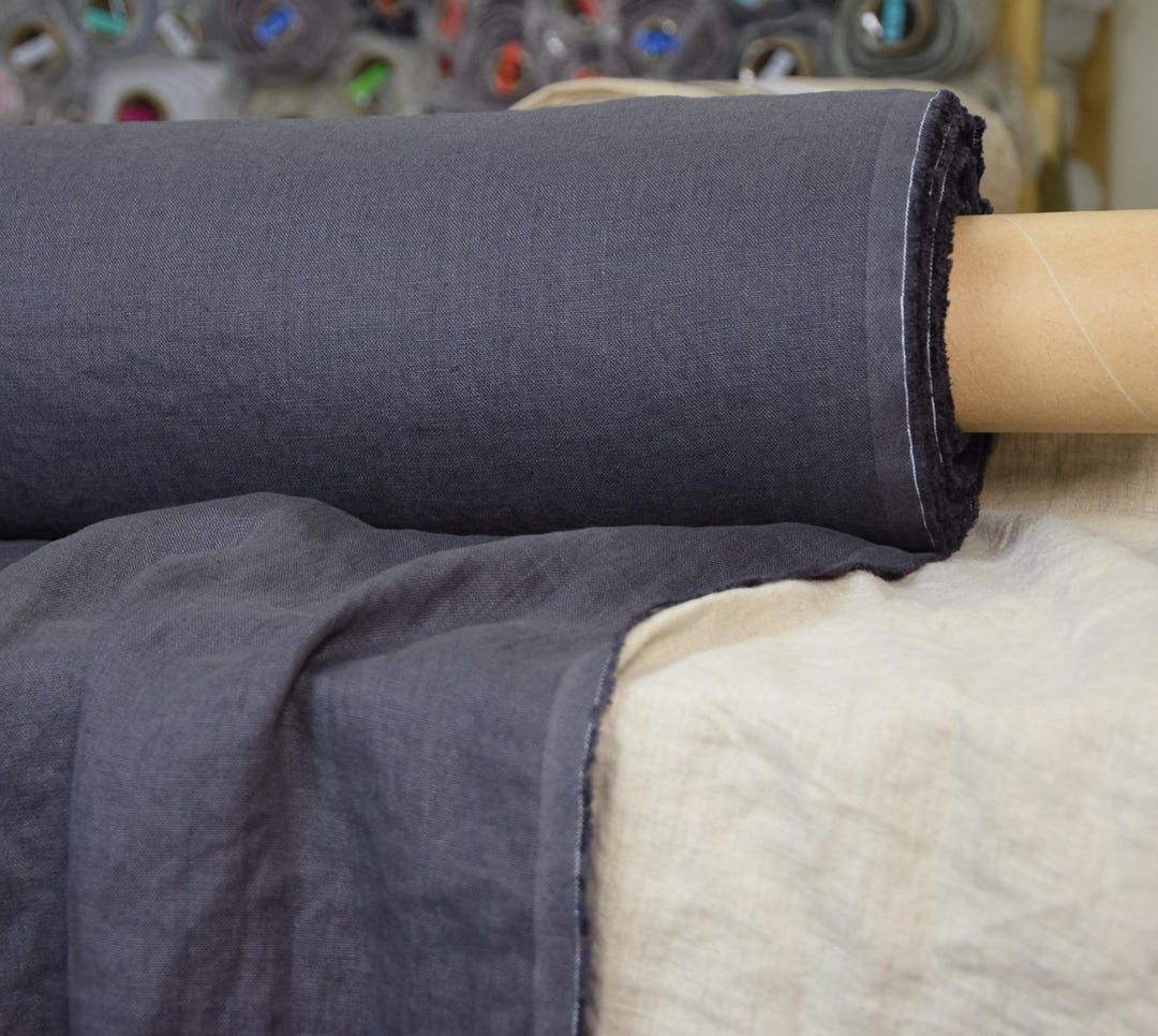 Linen Fabric - "gloria Truffle Gray", 200gsm (6oz), 100% Pure, Pre ...