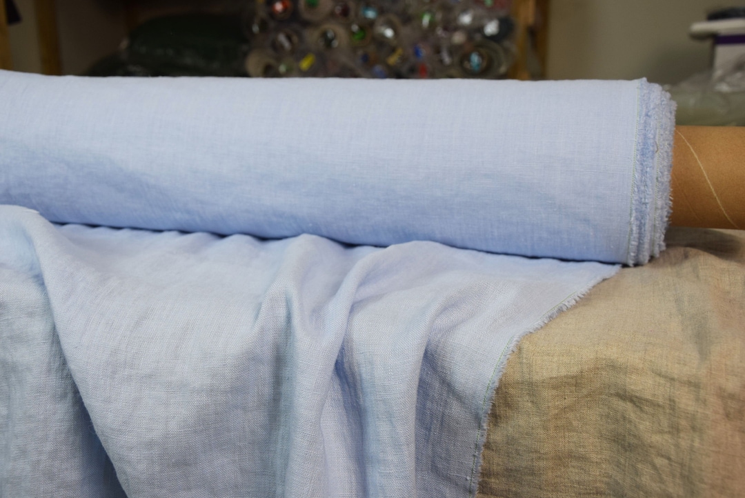 IN STOCK. Pure 100% Linen Fabric Gloria Periwinkle Blue 200gsm 5.90 Oz ...