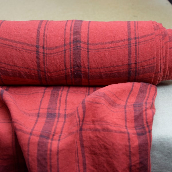 Checked Linen Fabric - Etsy