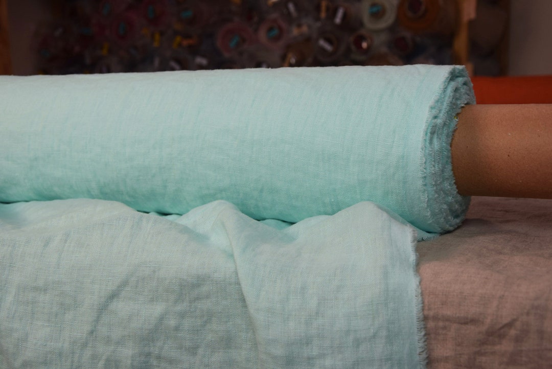 DE GROS. Tissu pur 100 % lin Gloria Biscay Green 200 g/m² 5,90 oz/yd2 ...