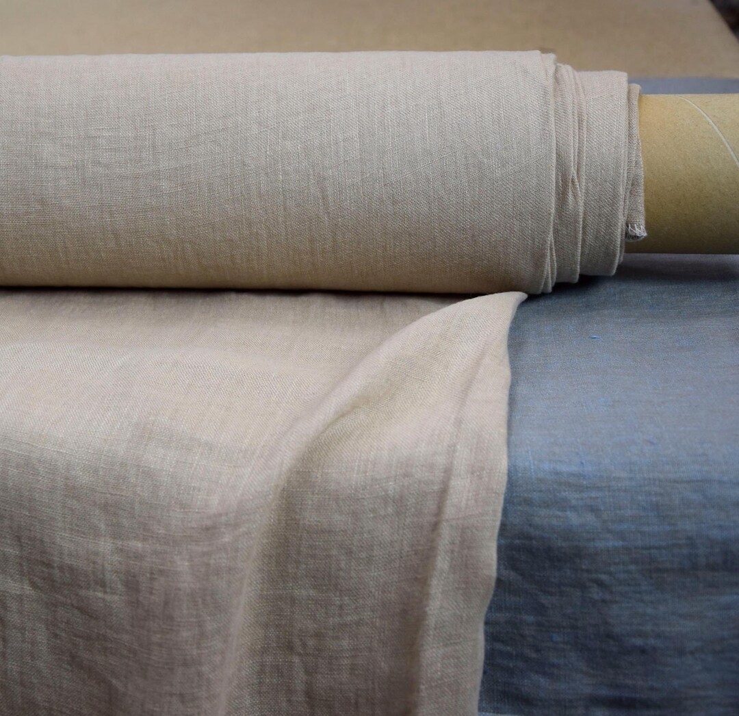 Sheer Linen Fabric "serena Sesame", Natural Beige With Brown Hint, Very ...