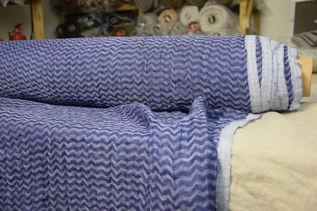 Pure 100% Linen Fabric Delta Deep Indigo Chevron 140gsm - Etsy