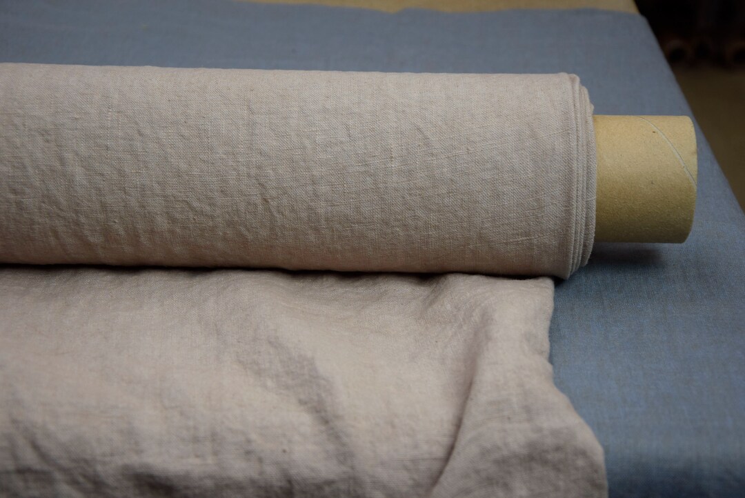 IN STOCK. Pure 100% Linen Fabric Nata Dark Beige 250gsm 7.30oz/yd2 ...