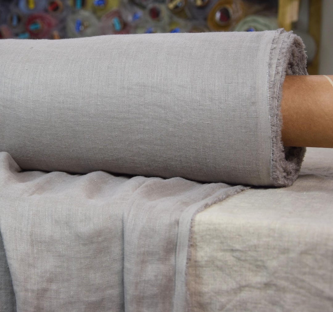 Sheer Lightweight Linen Fabric - "serena Greige", 95gsm, Soft Washed ...