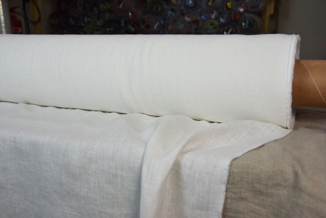 Pure 100% Linen Fabric 250gsm 7.36oz/yd2. Nata Off-white. Quite Heavy ...