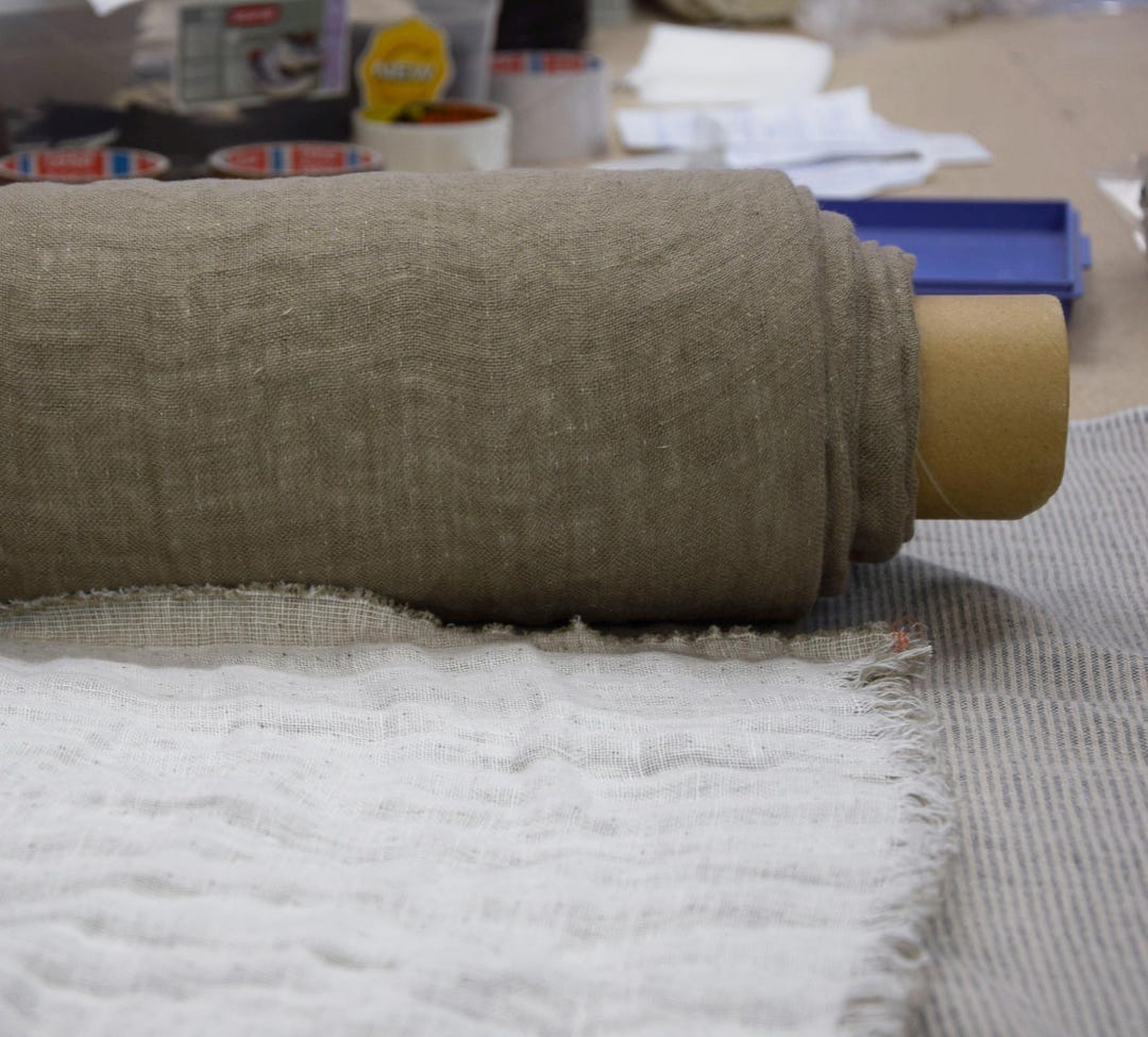 Linen Fabric "vita Taupe" 240gsm (7.10 Oz/yd2). Double-face Fabric ...