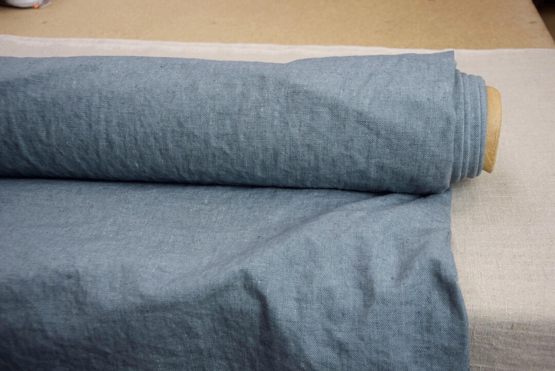 100% Linen Fabric Nata Water-pro Blue-gray 280gsm. Mud Repellent ...