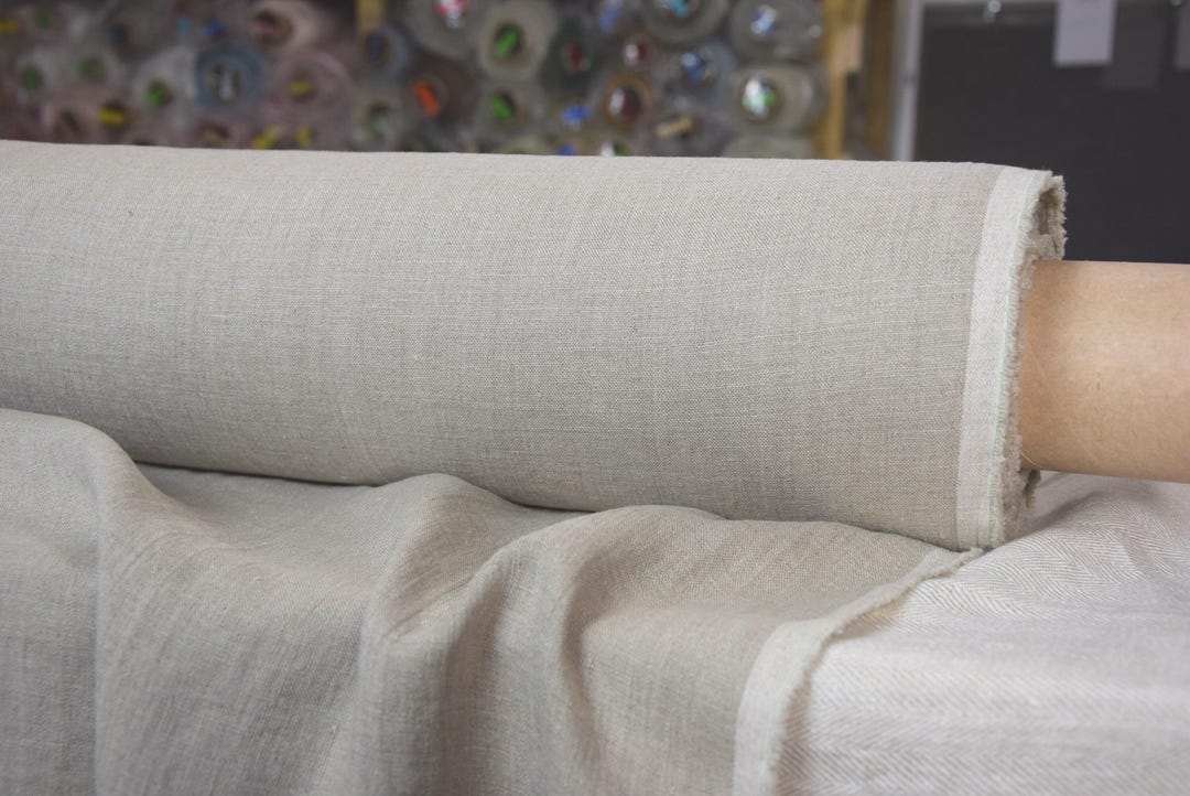 100% Linen Fabric "gloria" in Natural Undyed Raw Linen (warm Gray ...