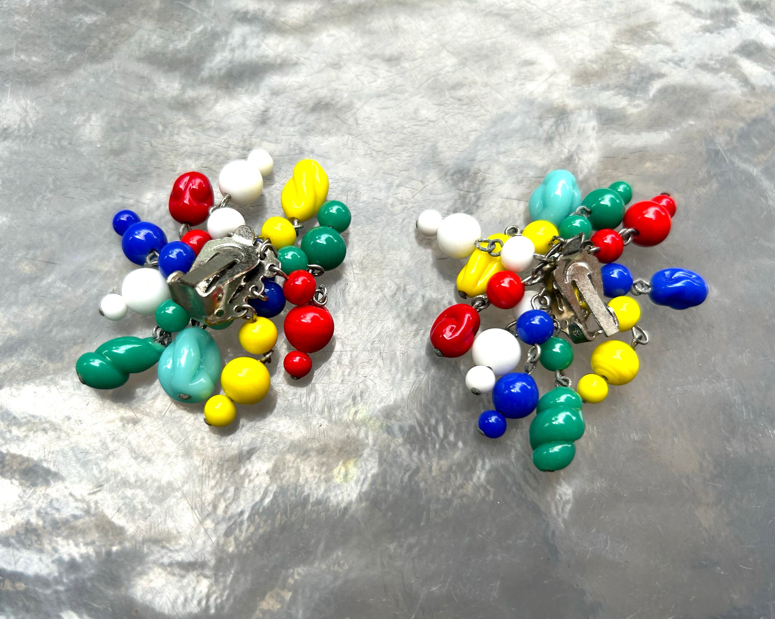 Miriam Haskell Style Multi Color Vintage Dangle Clip Earrings - Etsy