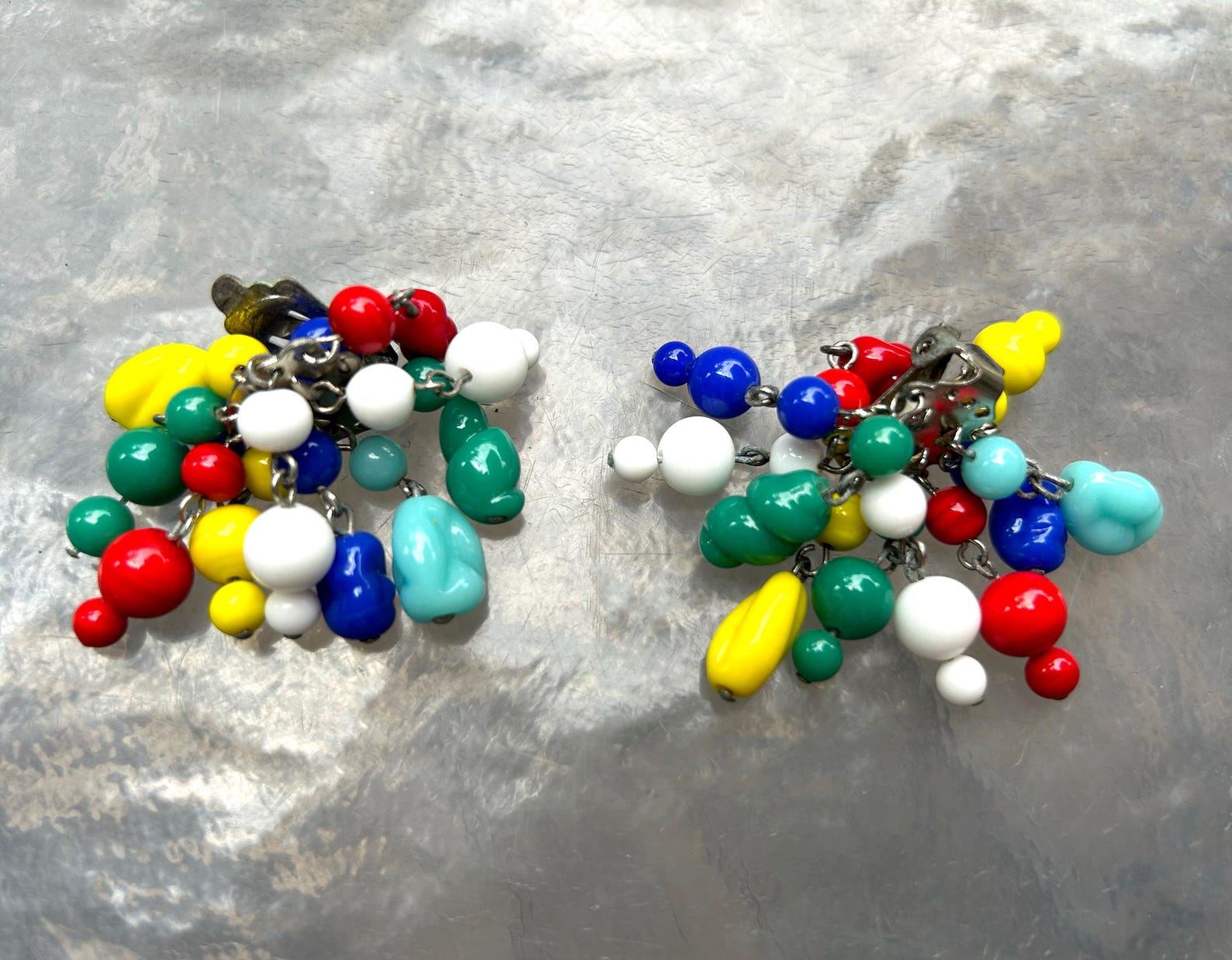 Miriam Haskell Style Multi Color Vintage Dangle Clip Earrings - Etsy