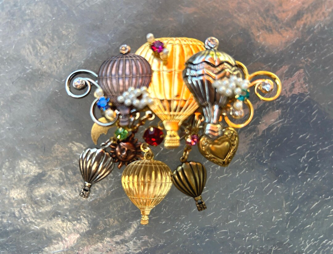 Balloon Travel Assemblage Vintage Brooch - Etsy
