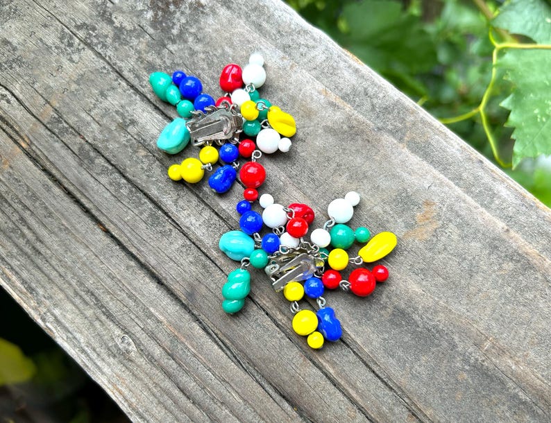 Miriam Haskell Style Multi Color Vintage Dangle Clip Earrings - Etsy