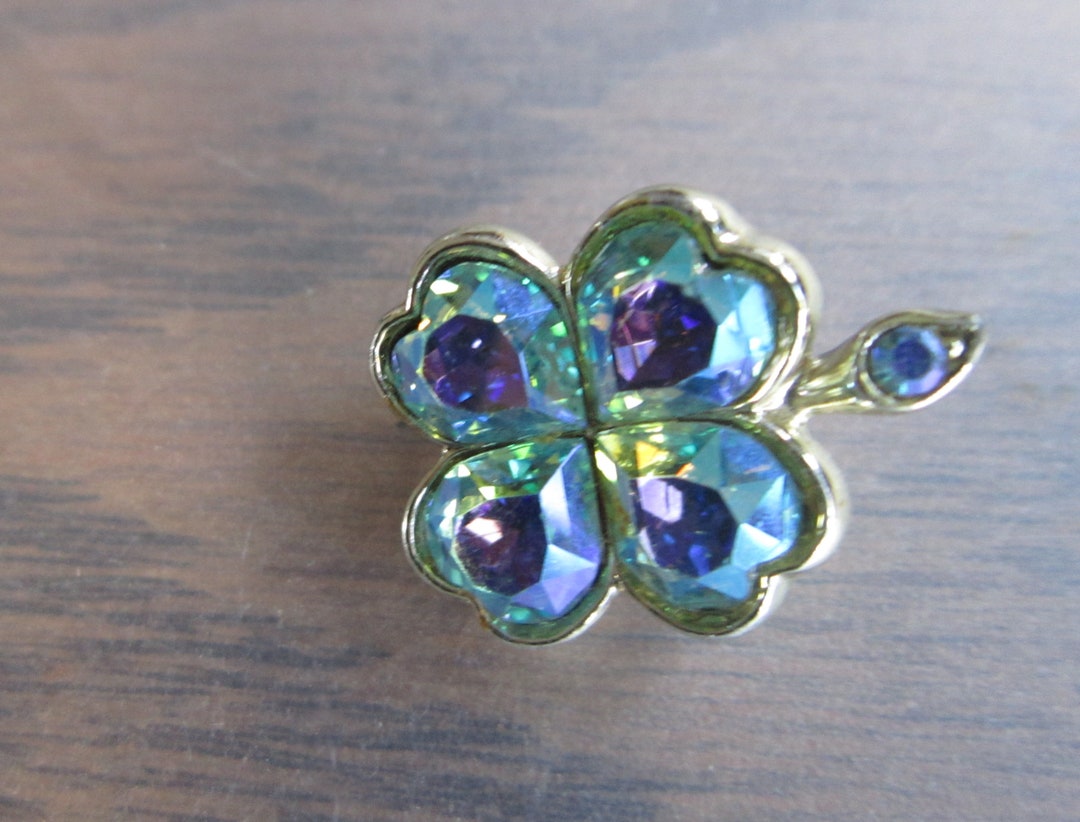 Vintage Signed Weiss Four Leaf Clover Brooch With AB Crystal ...