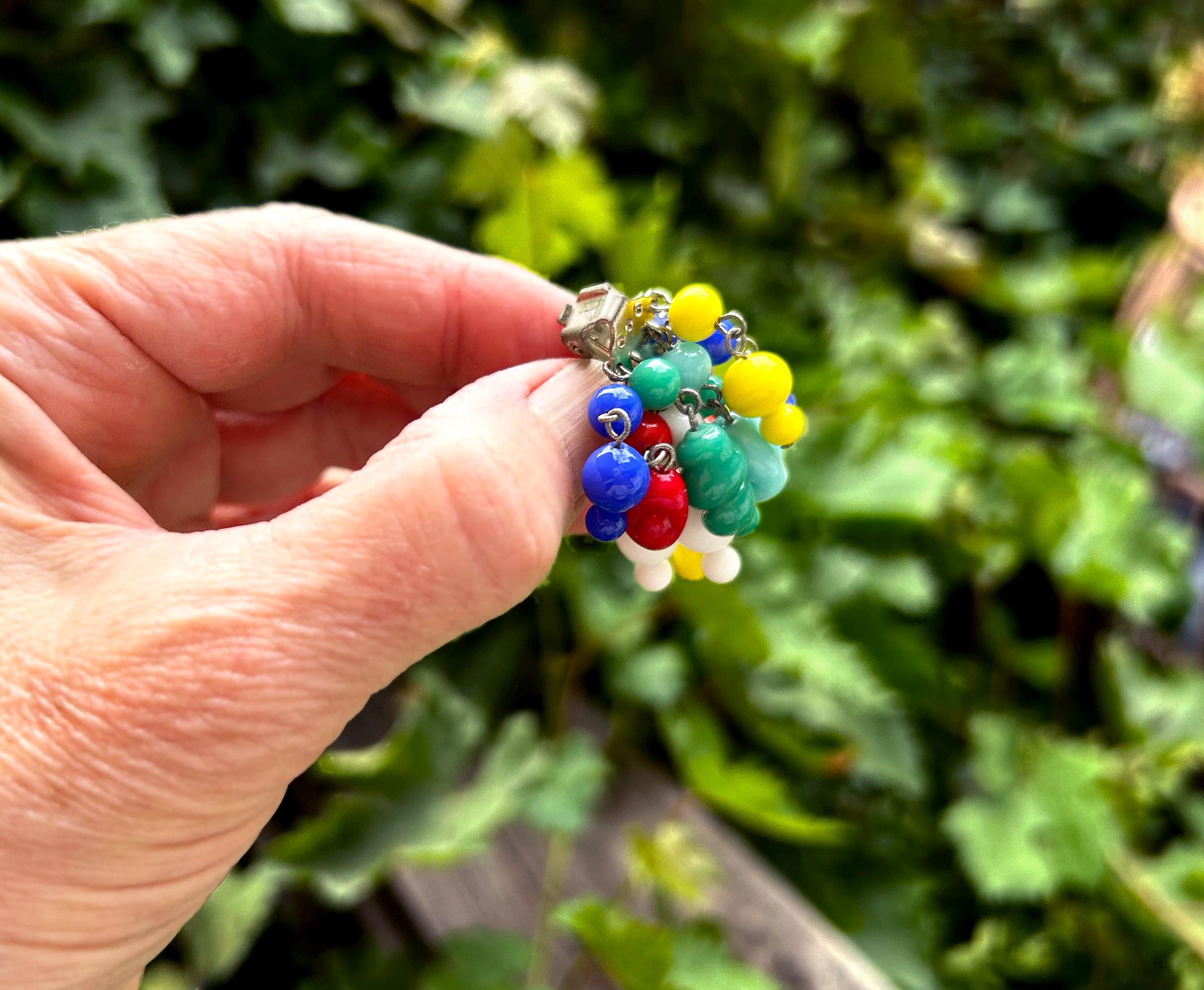 Miriam Haskell Style Multi Color Vintage Dangle Clip Earrings - Etsy