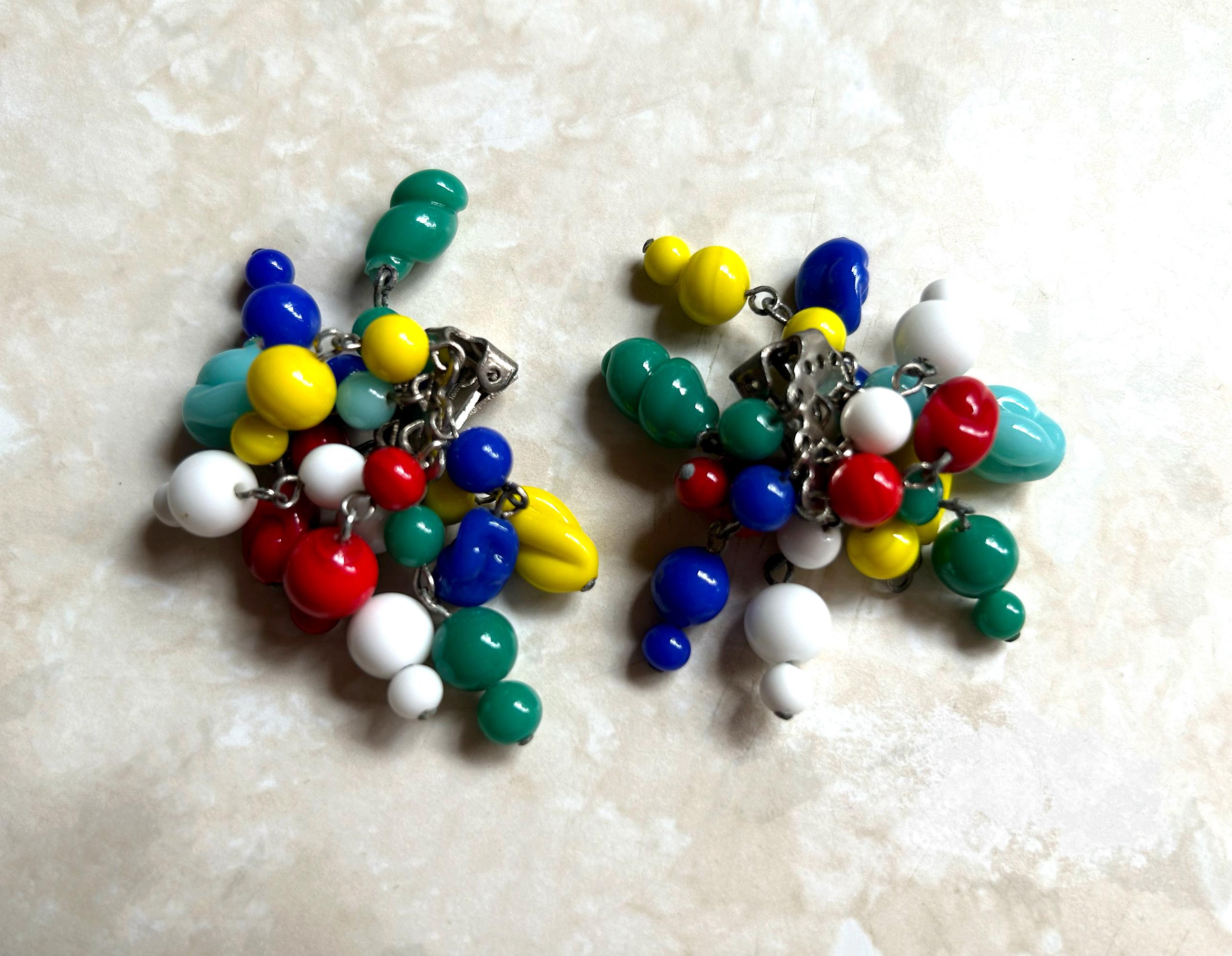 Miriam Haskell Style Multi Color Vintage Dangle Clip Earrings - Etsy