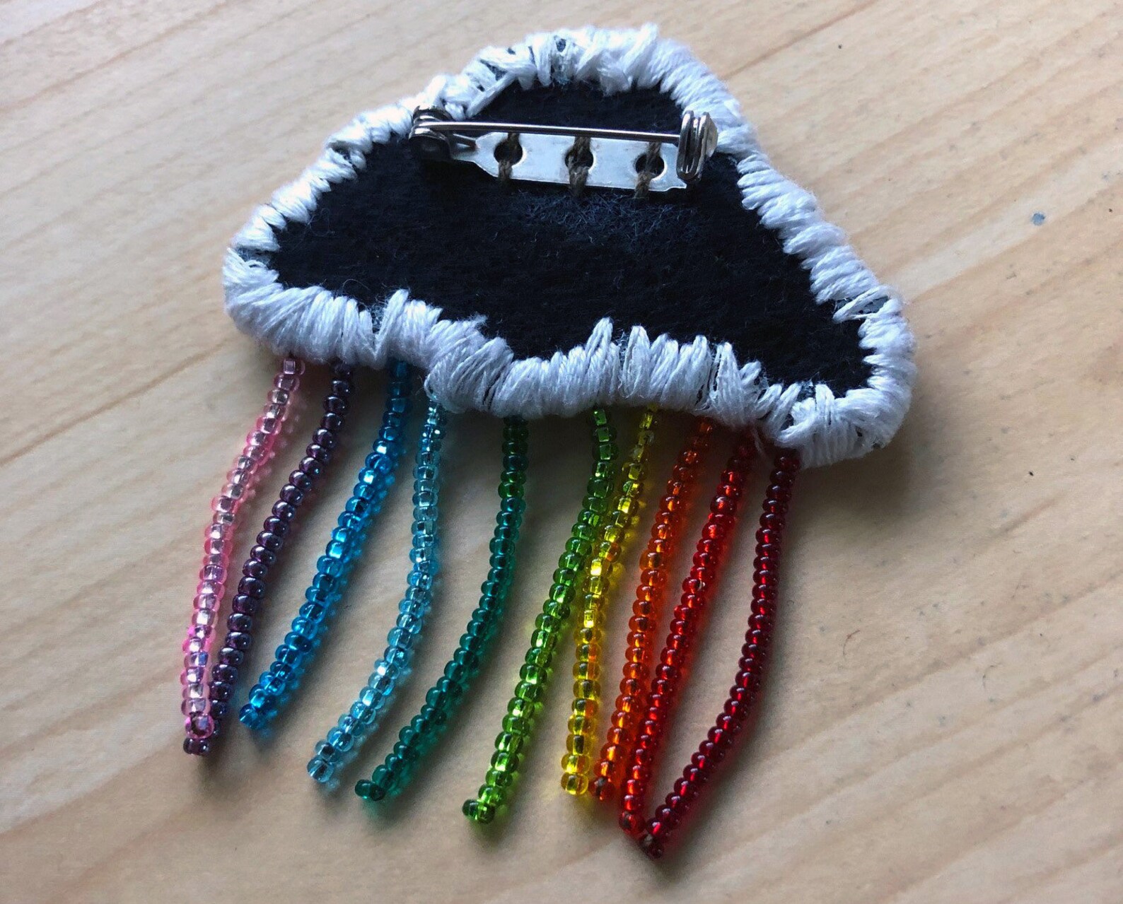 Cloud Brooch With Rainbow Shower ~ (hand-embroidered & Beaded) - Etsy