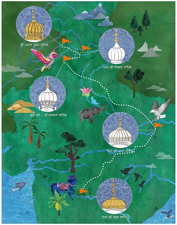 5 Takht Map art Print | Etsy