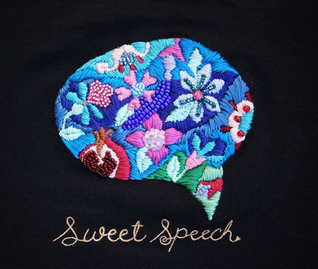 T-shirt 'sweet Speech' (hand-embroidered + Hand-beaded + Hand-painted ...