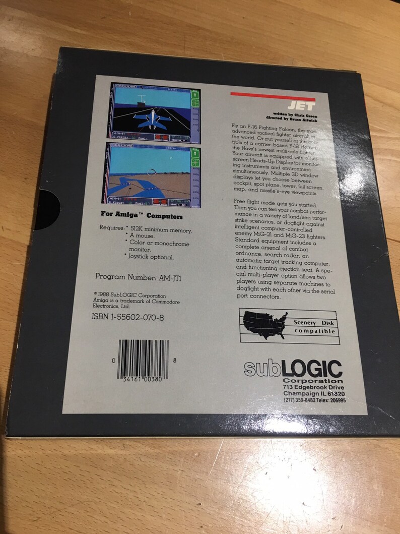 Rare 1988 "jet" Computer Game for Commodore Amiga Sublogic - Etsy