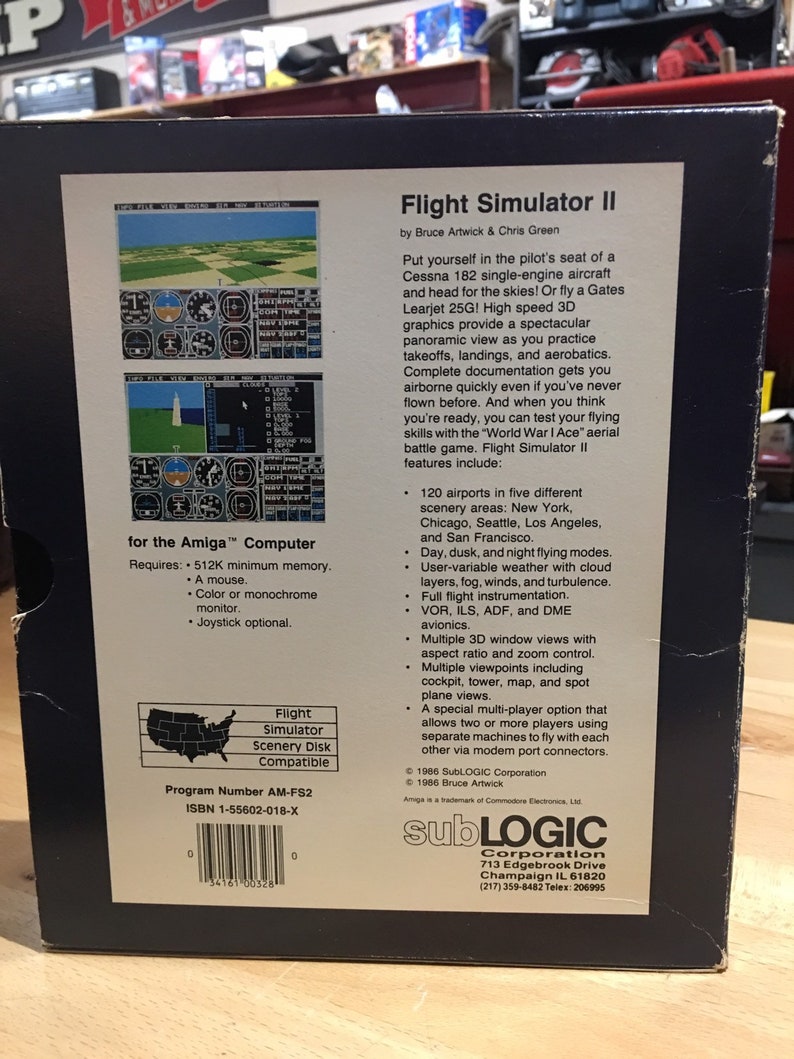 Rare Flight Simulator II for Amiga Computer Sub Logic Software | Etsy