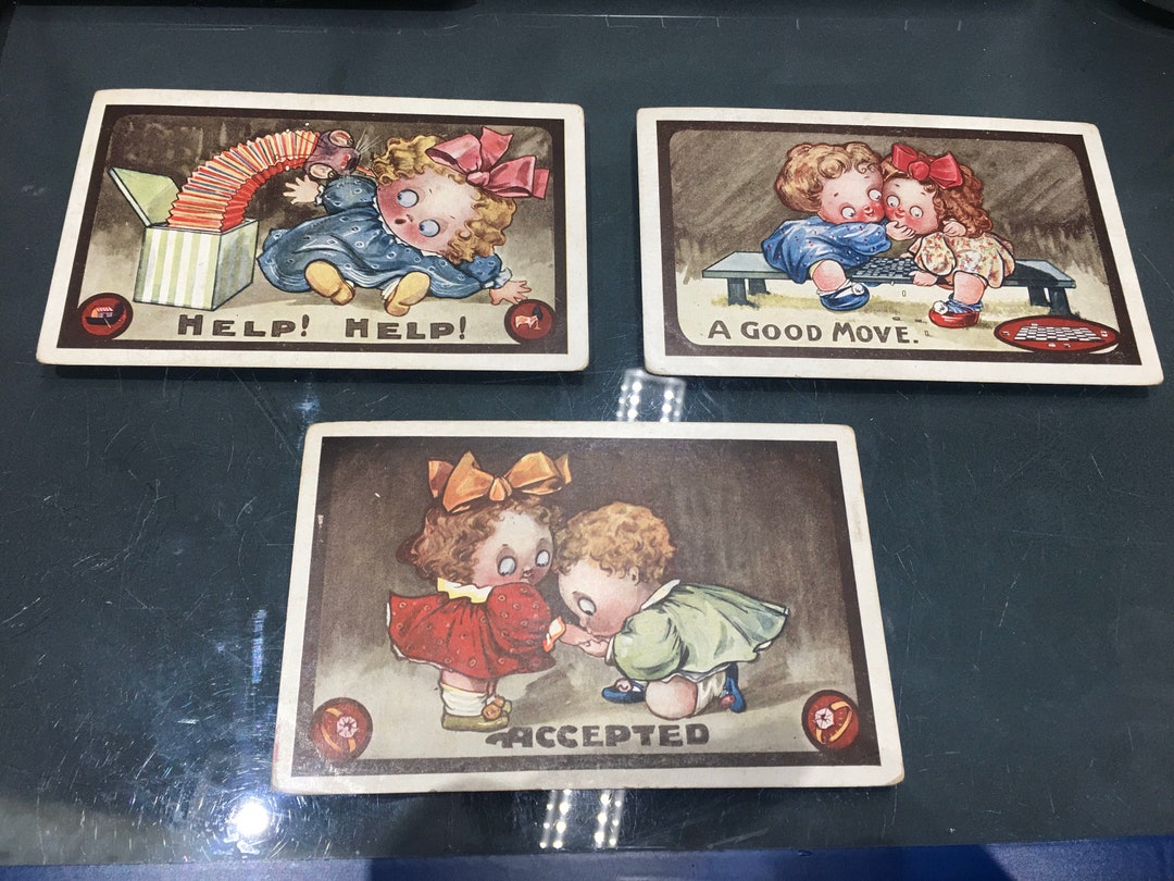 Kute Kiddies Series Postcards Lot of 3 Help, Accepted & A Good Move ...