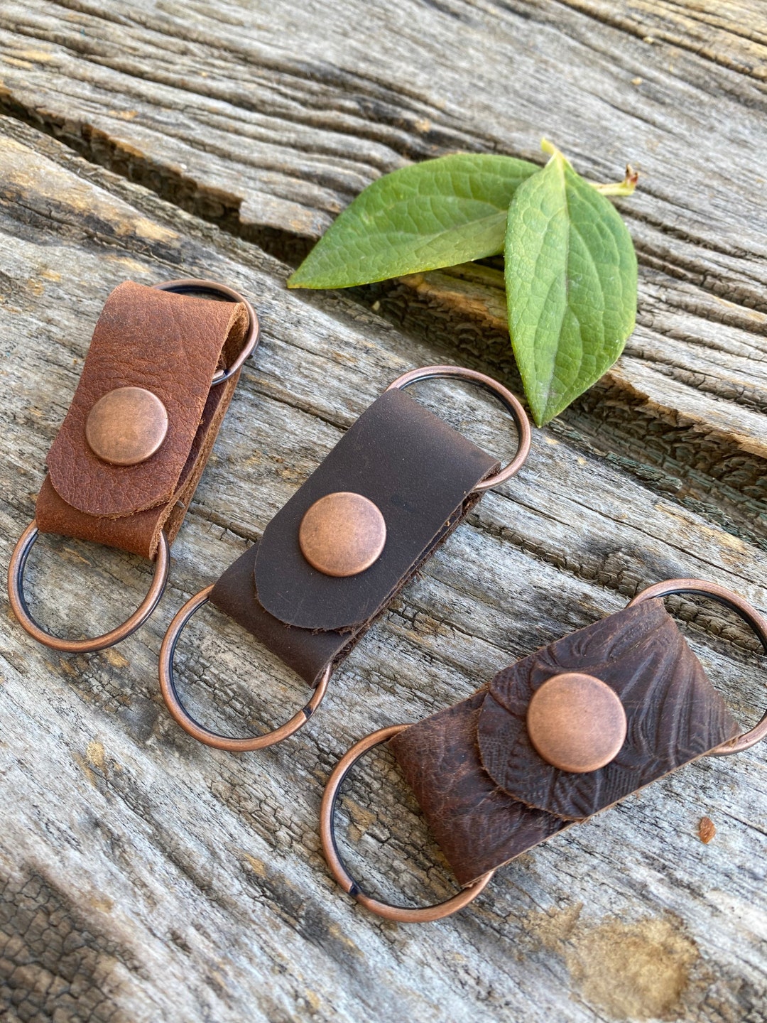 The Andrew Leather Double Keychain. - Etsy