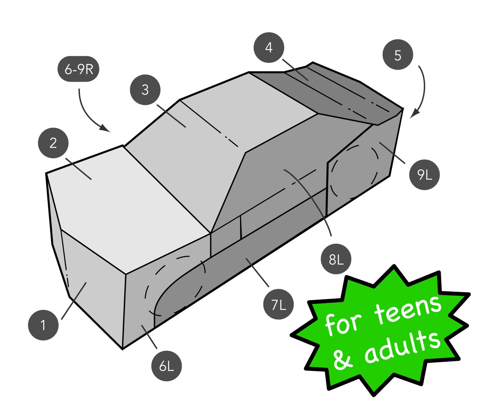 Template for Transforming Car Costume for Teens and Adults - Etsy