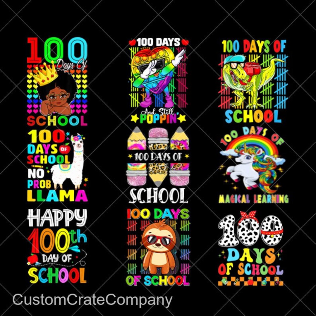 100 Days of School Png Bundle 100th Day of School Png - Etsy