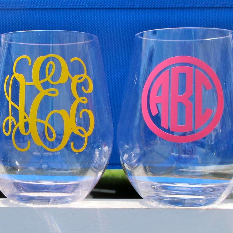 Monogram Wine Glass - Etsy