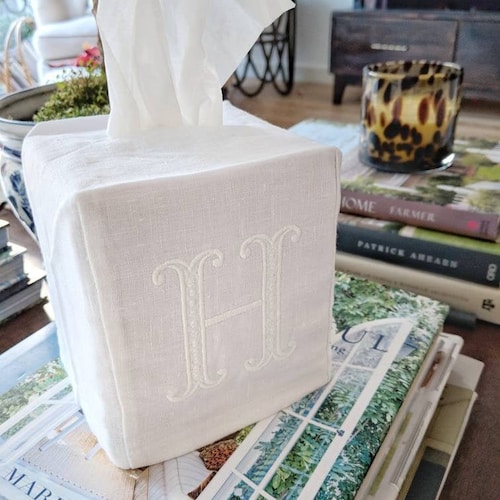 Rectangular Tissue Box Cover With Monogram - Etsy