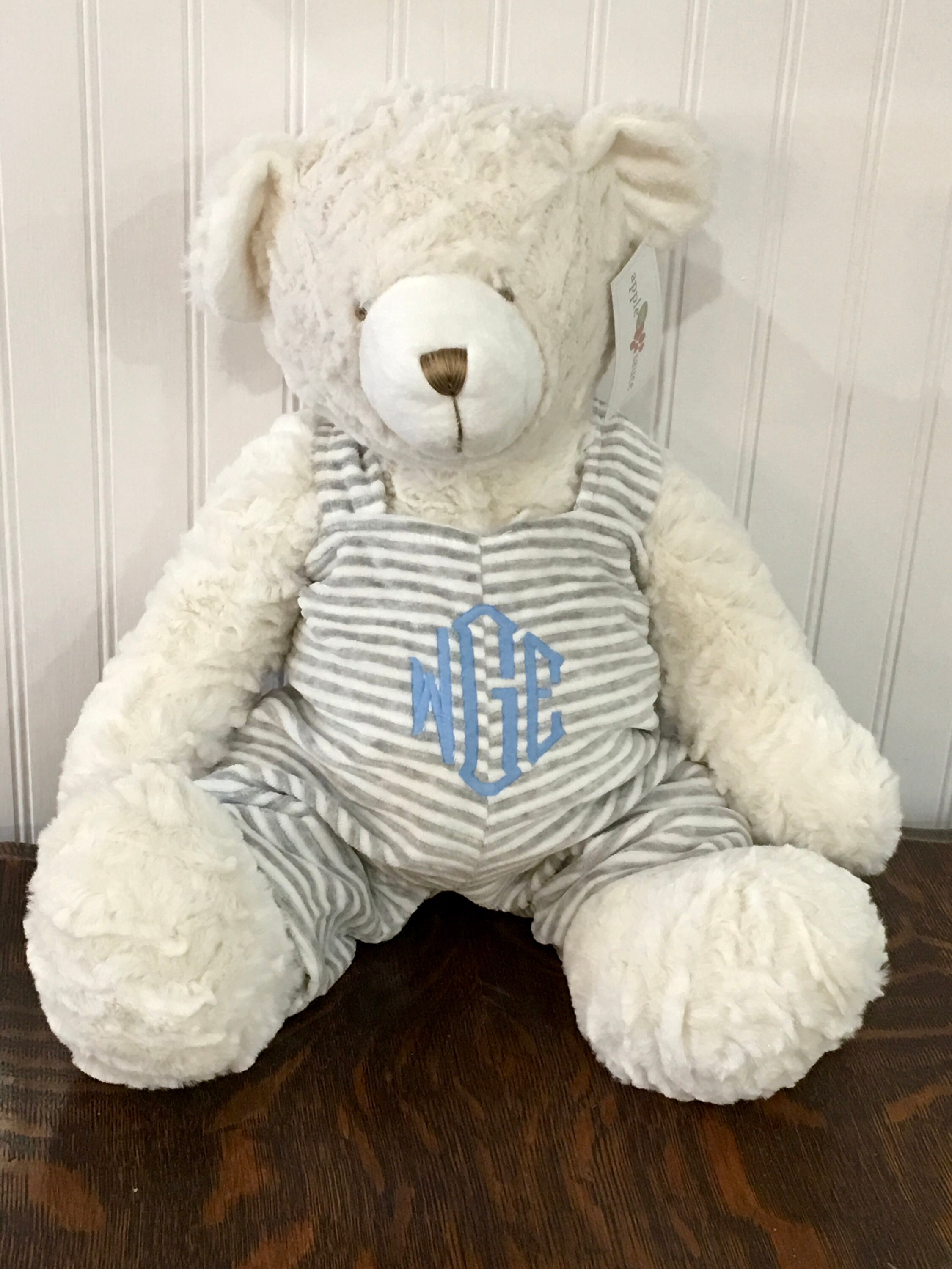 Teddy Bear Wearing Overalls with Monogram | Etsy