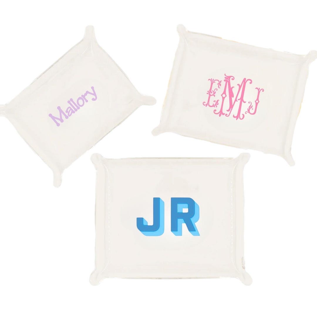 Clear Acrylic Catch-all Tray With Vinyl Monogram - Graduation Gift - Etsy