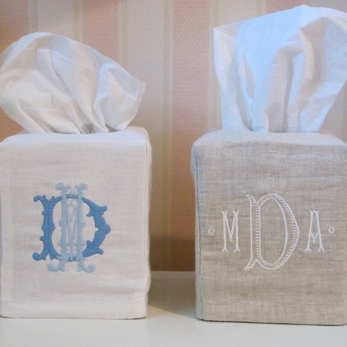 Monogrammed Tissue Box Cover-rattan Monogram Monogrammed - Etsy
