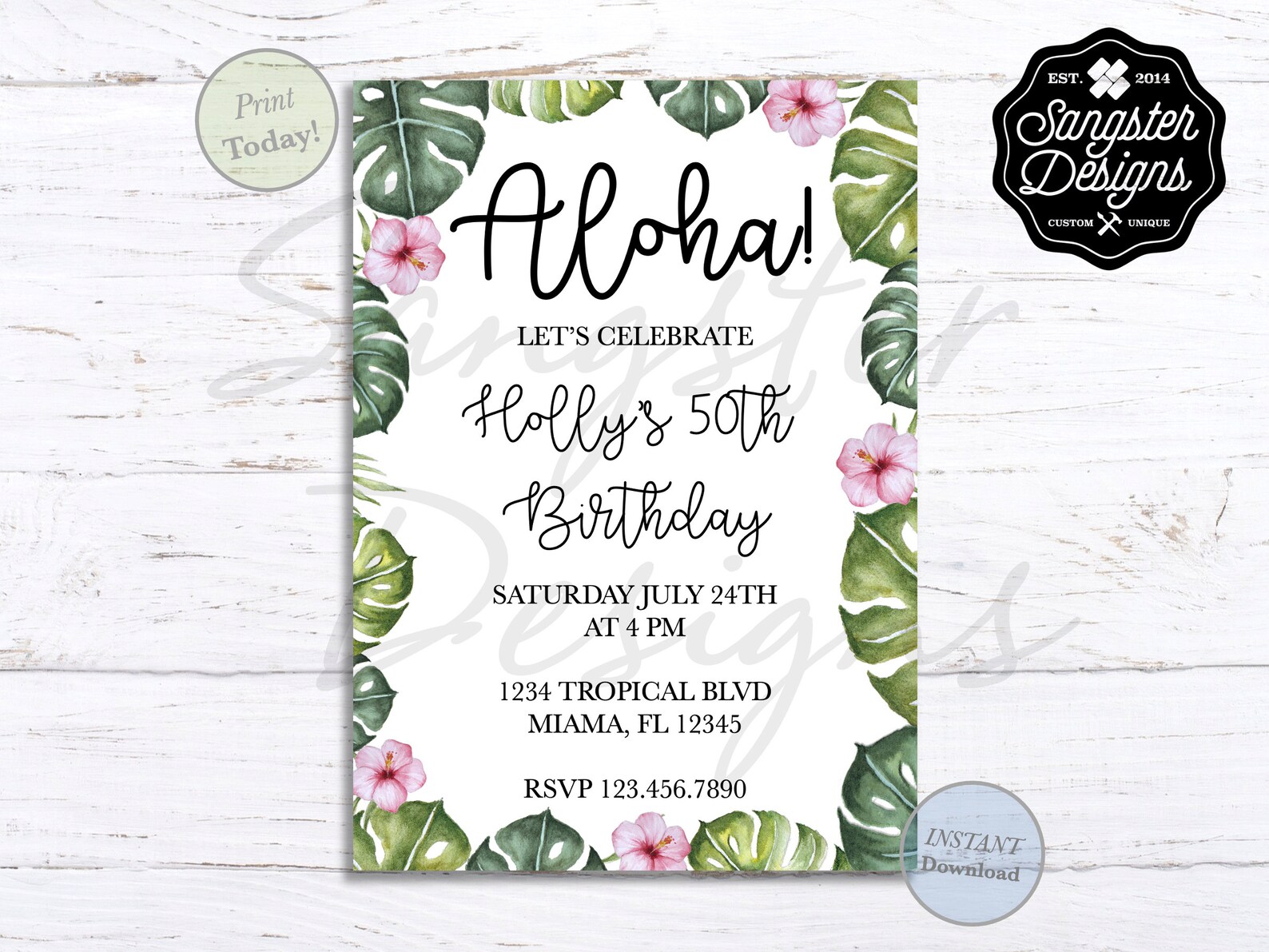 INSTANT DOWNLOAD Tropical Party Invitation Template Tropical Beach ...