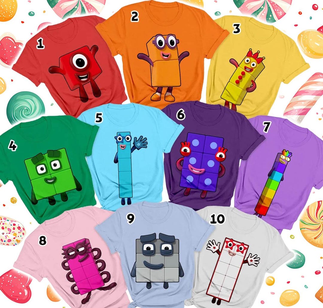 Numberblocks Character Group Shirt, Numberblocks Costume Halloween ...